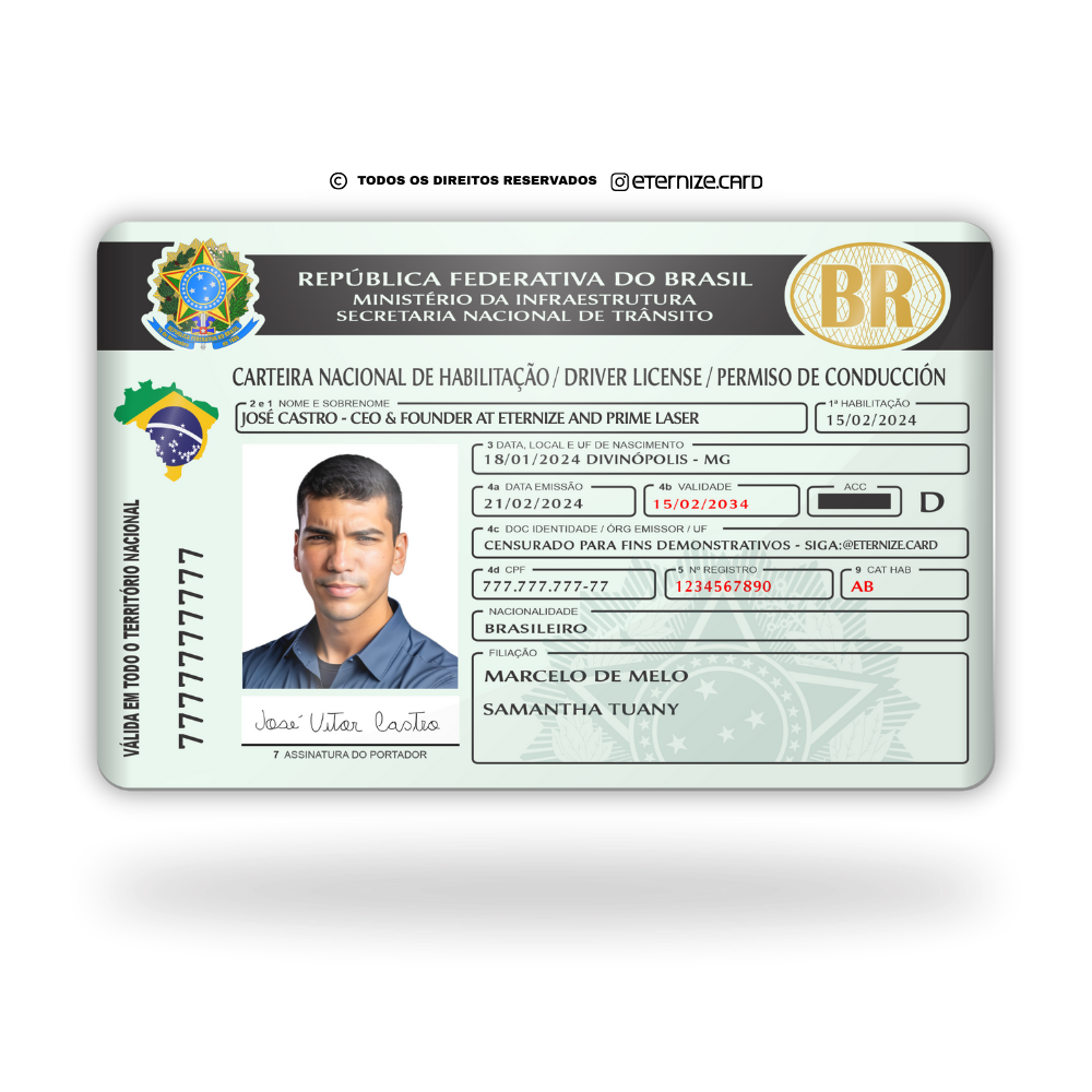 CNH Metalizada | Nunca Rasga | Proteção Total | Eternize